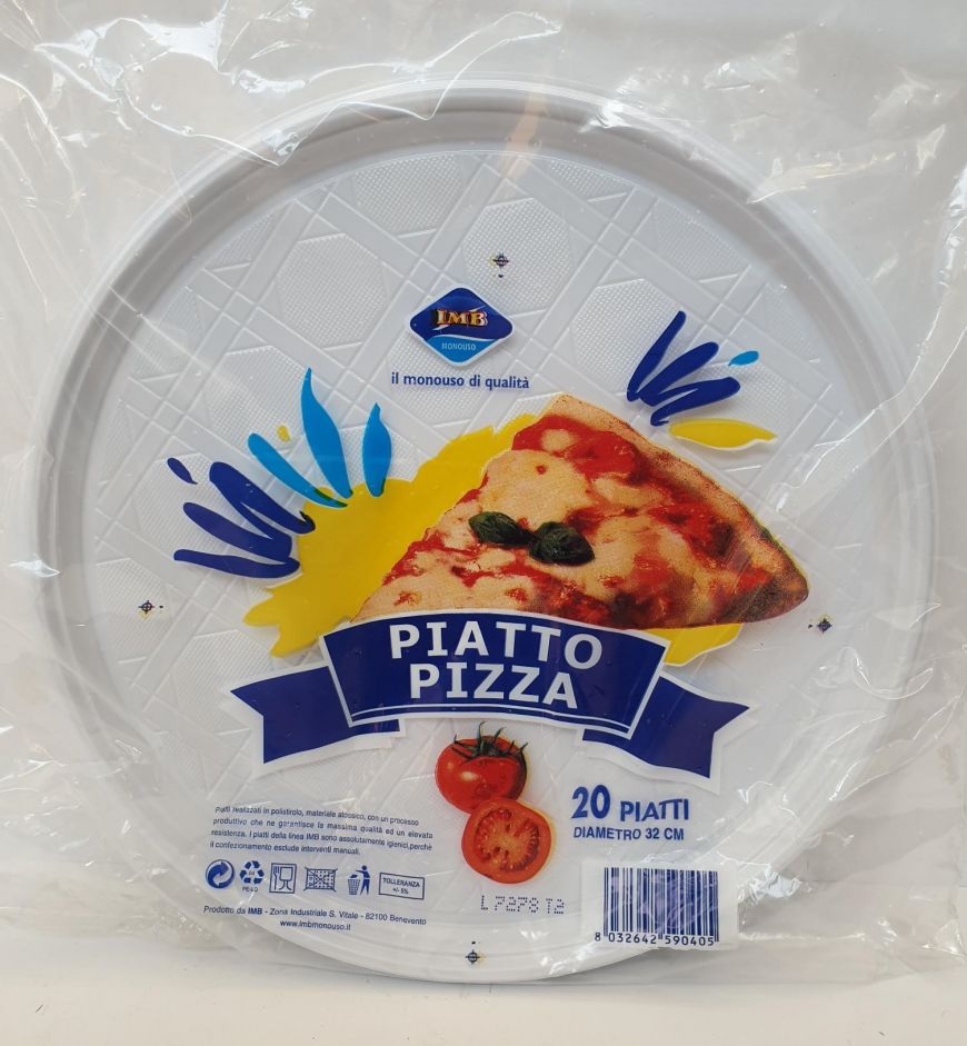 PIATTI PIZZA MONOUSO IMB BIANCHI 20 PEZZI DIAM 32 CM