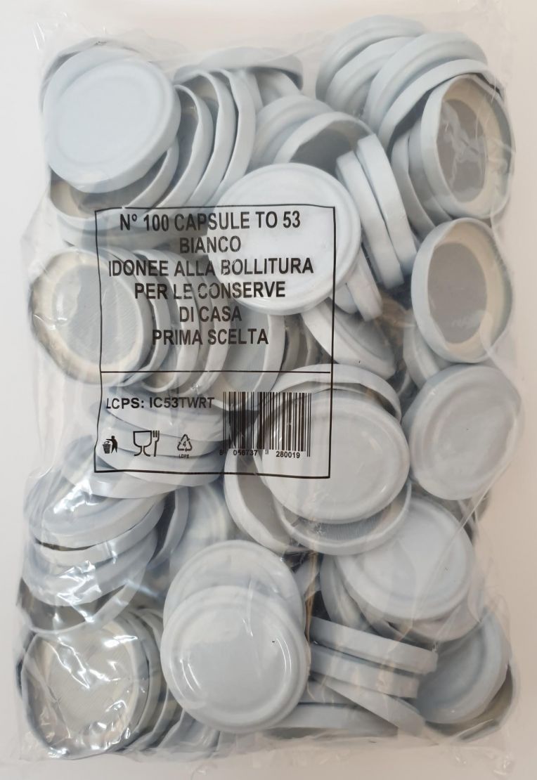 TAPPI PER BOCCACCI DIAM 53 MM BIANCHI 100 PZ